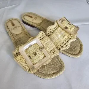 Sam Edelman | Shoes | Sam Edelman Bambi Raffia Slide Sandals Natural ...
